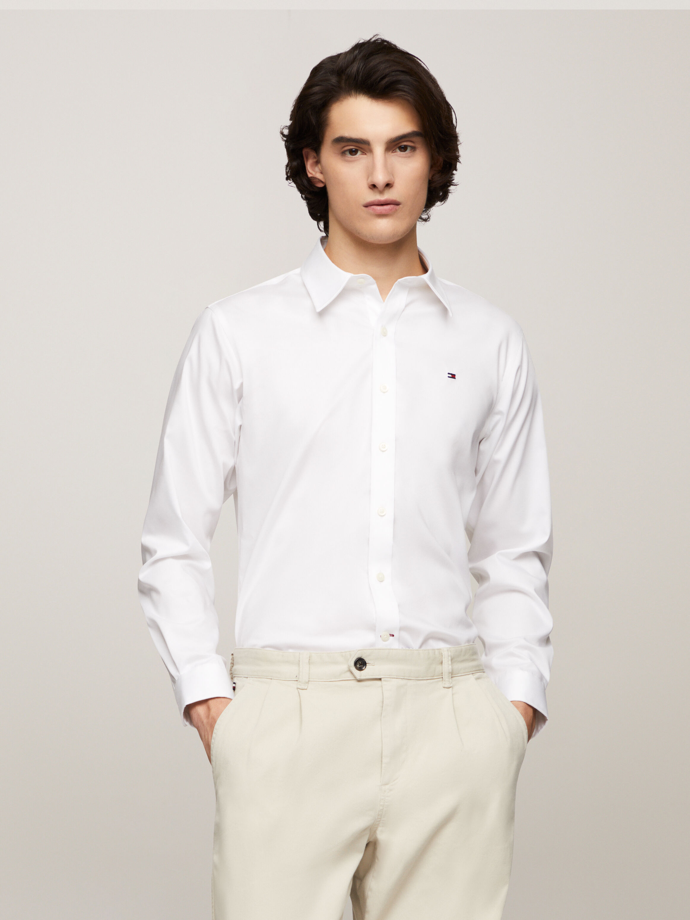 Solid Non Iron Shirt natural Tommy Hilfiger Singapore